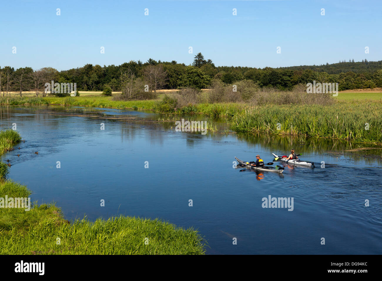 Gudenå - a small Danish river popular for Kayaking. Svostrup, near ...
