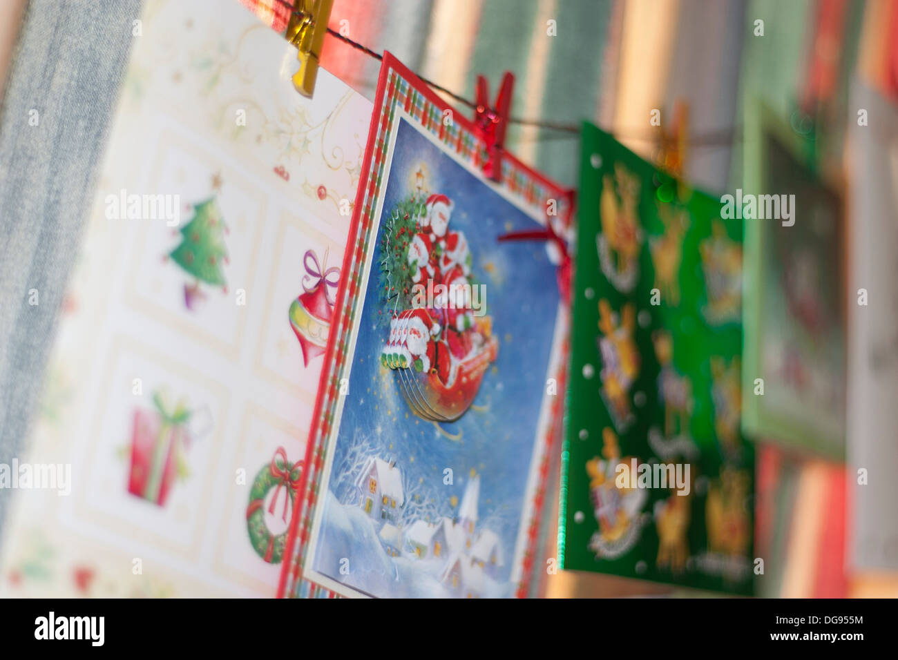 String of Christmas cards Stock Photo - Alamy