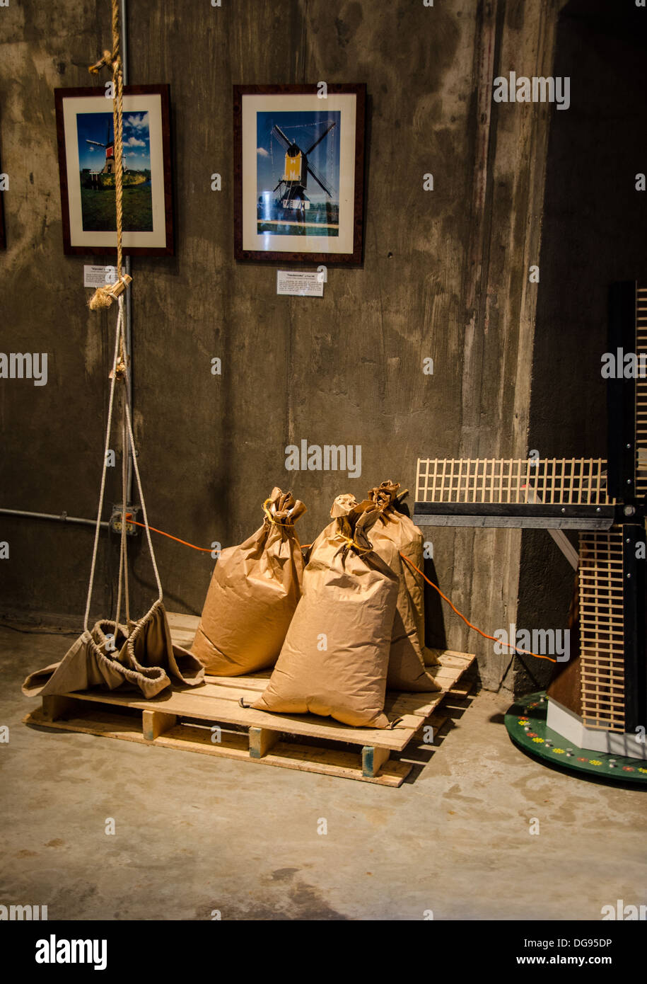 Grain sacks exhibit at the Windmill Cultural Center across the street ...