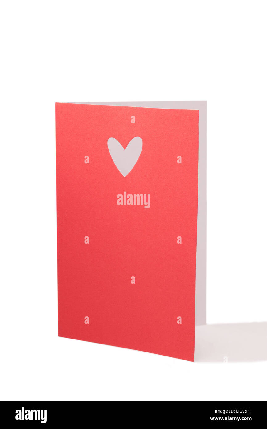 Vertical greeting card with one heart on a white background Stock Photo ...
