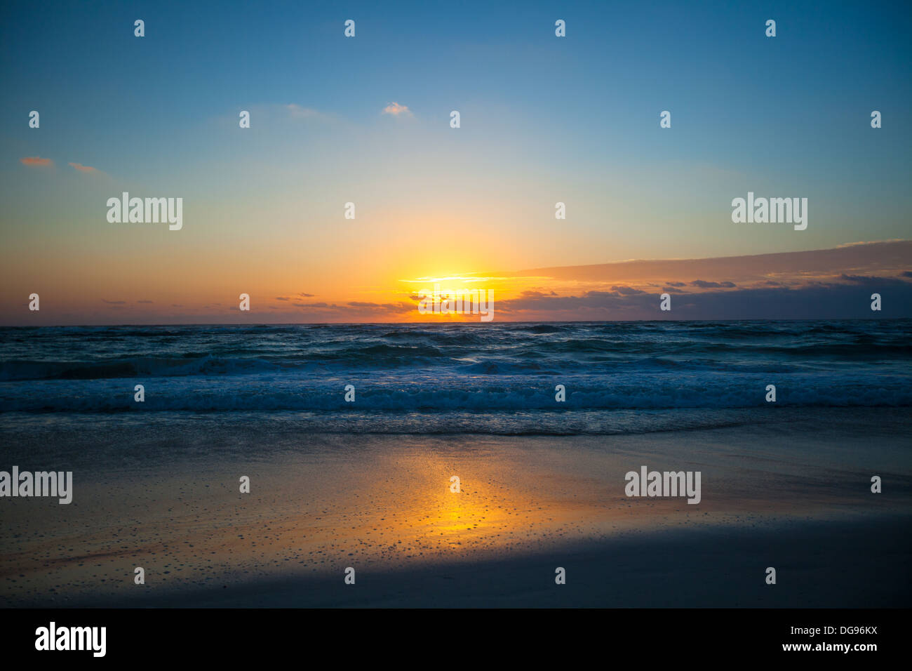 Stunning beautiful sunset on an exotic beach in Mexico Stock Photo - Alamy