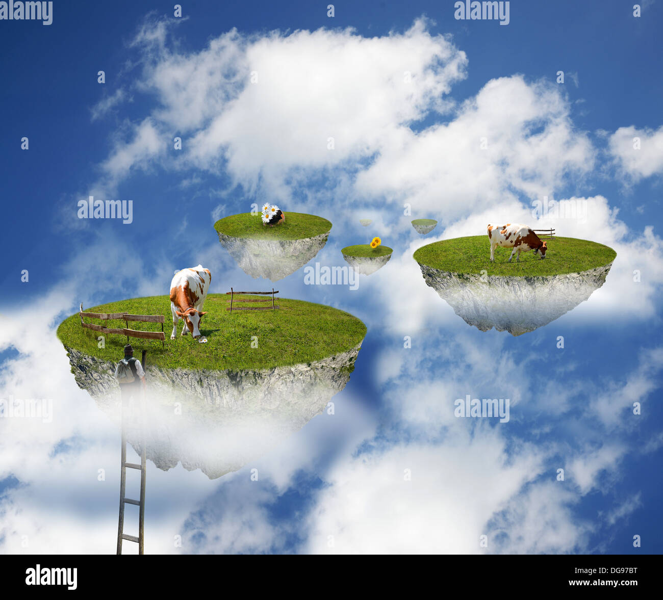 concept of organic farming with cows free from contamination Stock ...