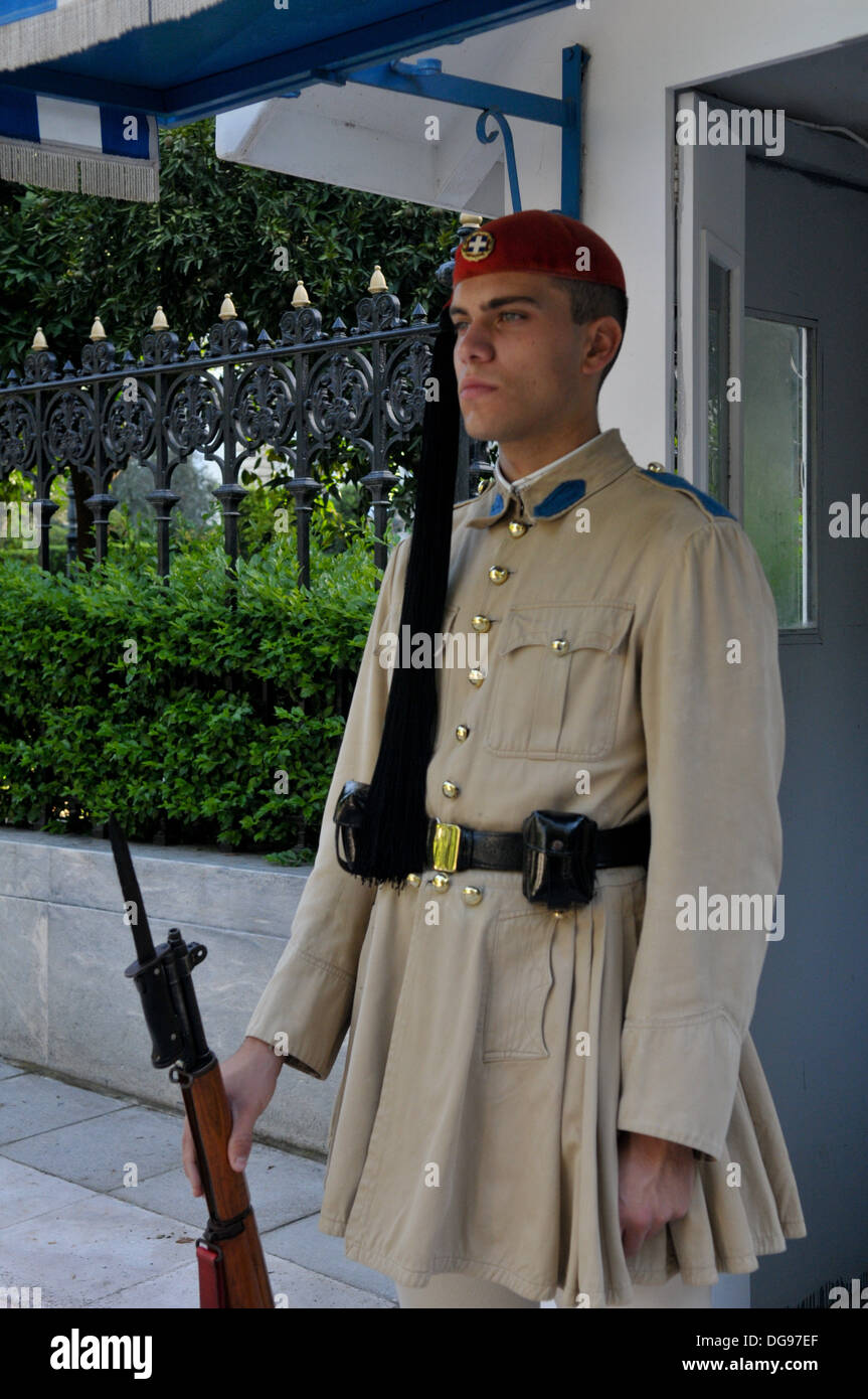 Evzones in uniform Stock Photo - Alamy