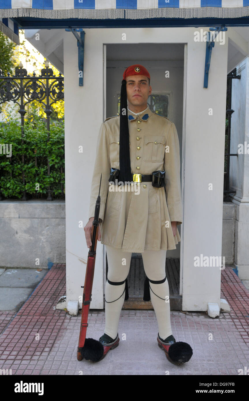Evzones in uniform Stock Photo - Alamy