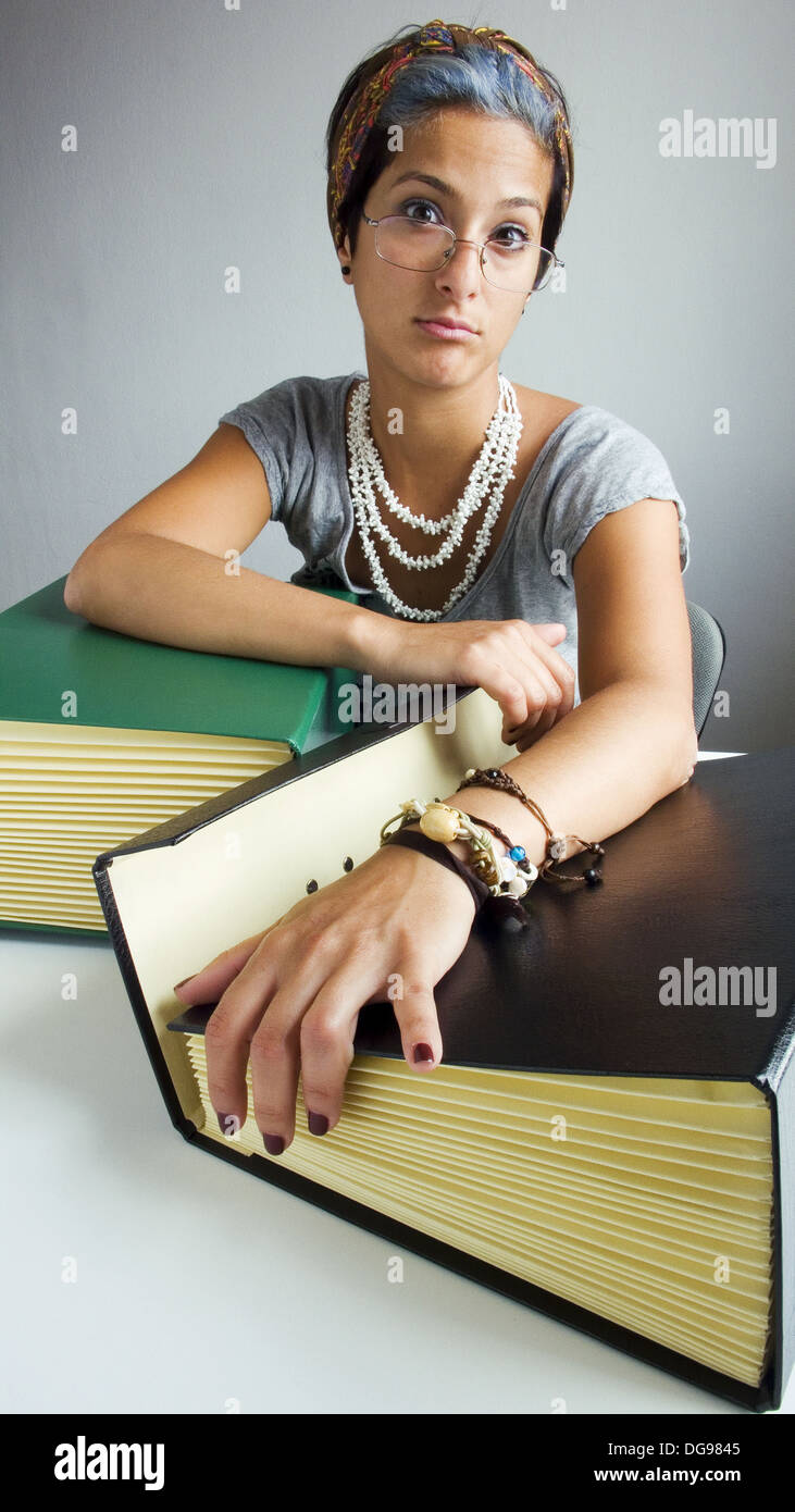 Woman with files Stock Photo - Alamy