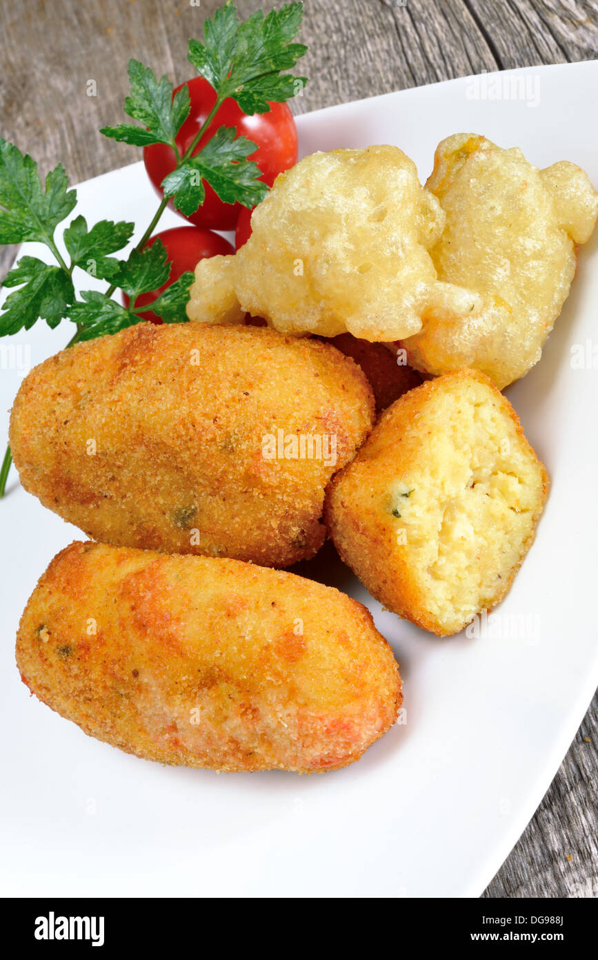 typical neapolitan food potato croquettes fried made with mozzarella ...