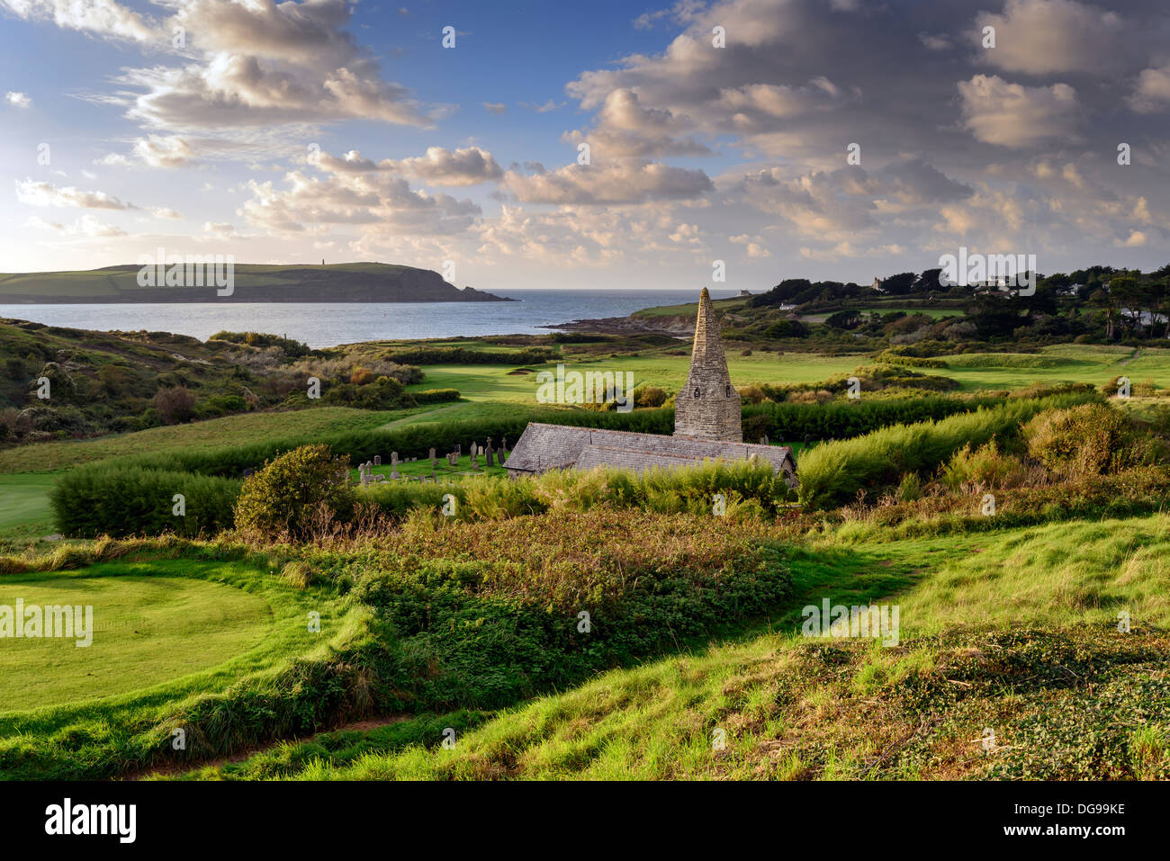Daymer Bay and St Enodoc church which once lay buried in sand dunes ...
