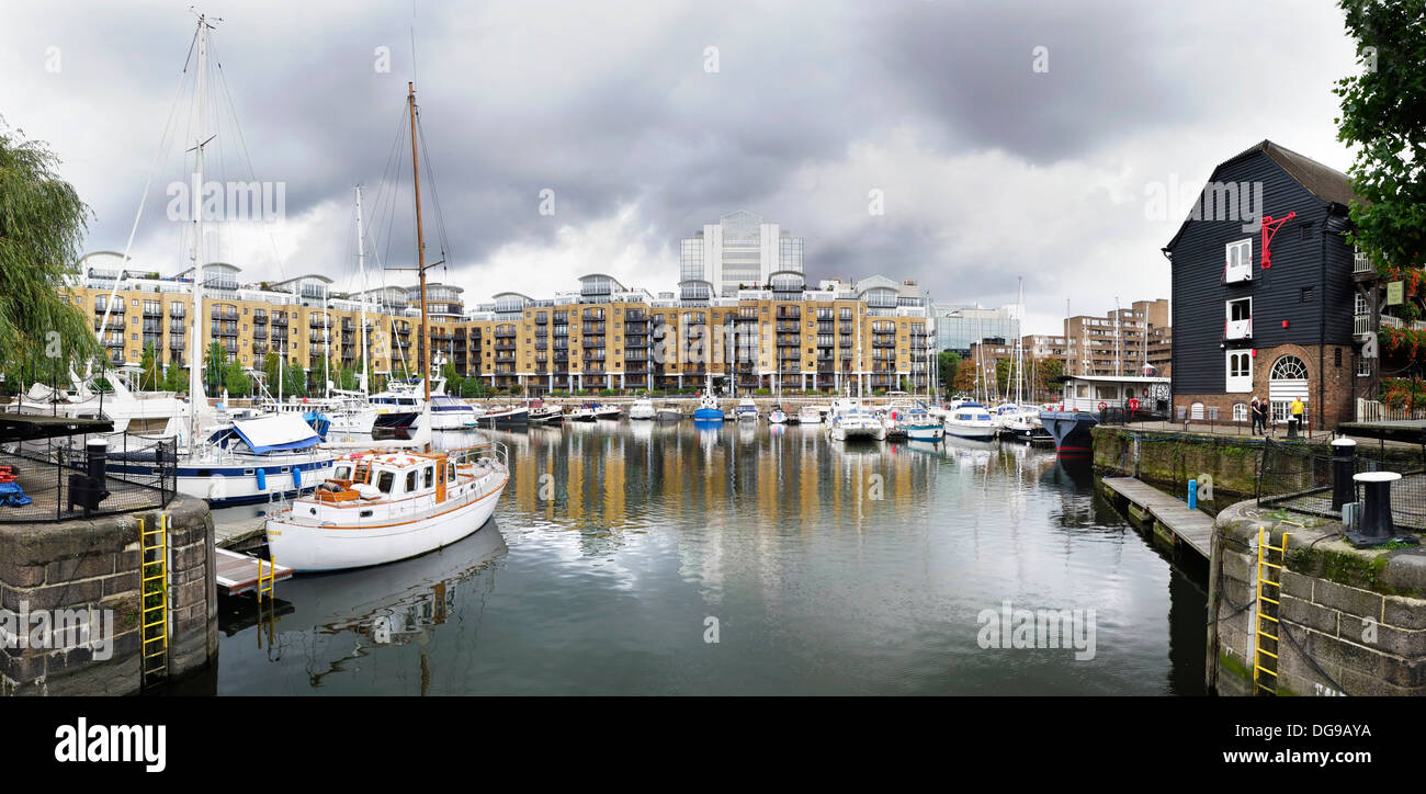 A panoramic view of the East Dock at St Katherine's Dock in London ...
