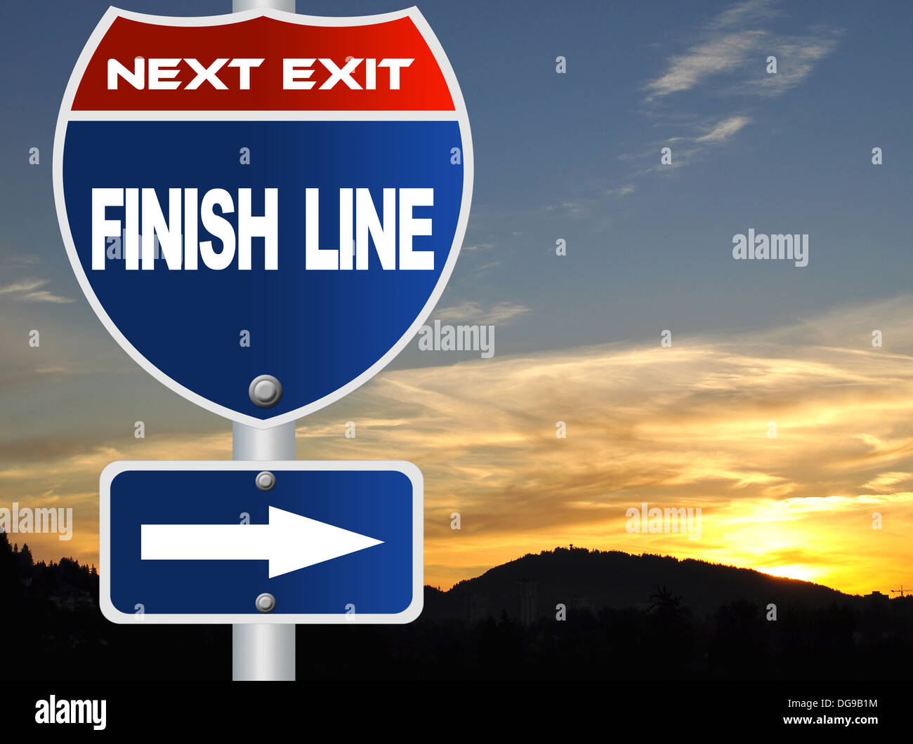 Finish line road sign Stock Photo - Alamy