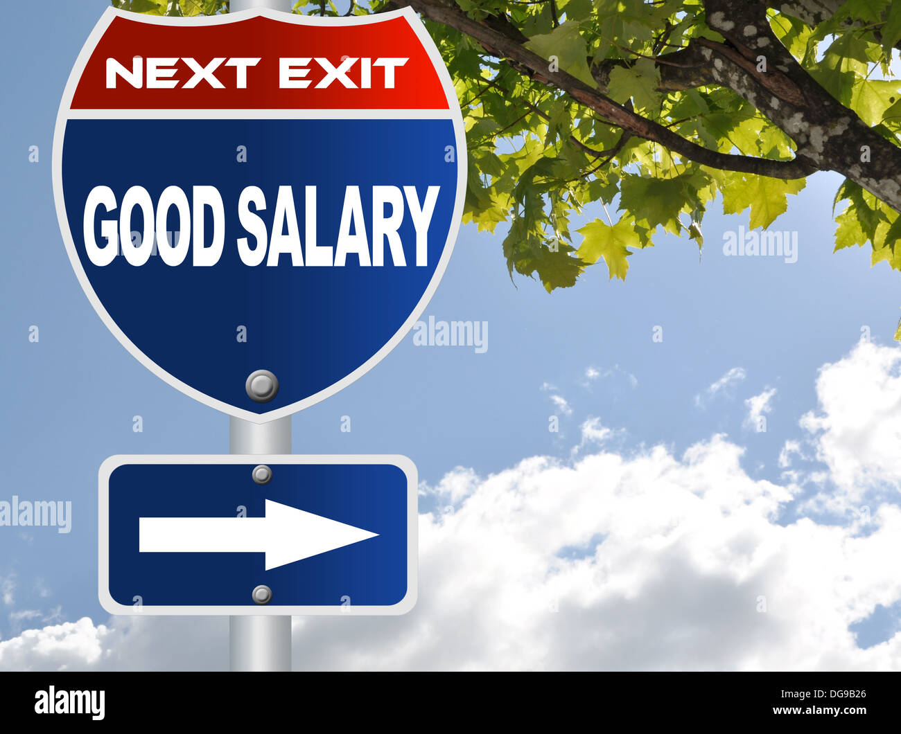 Good salary road sign Stock Photo - Alamy