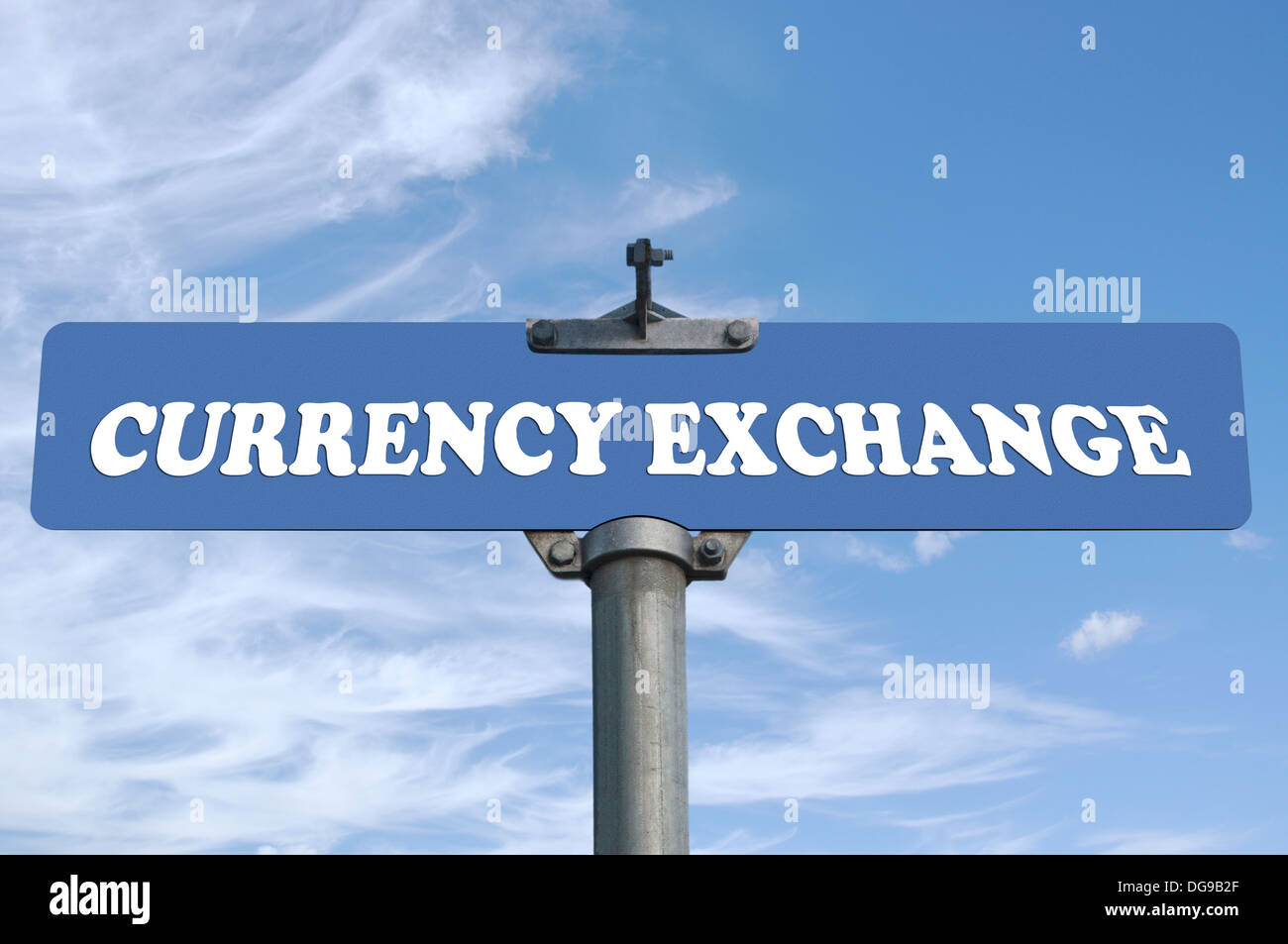 Currency exchange road sign Stock Photo - Alamy