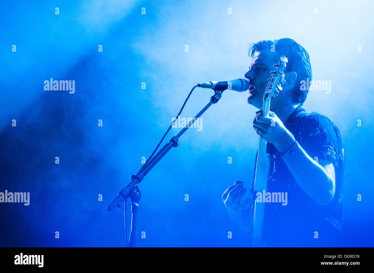 Nick McCarthy of Scottish indie rock band Franz Ferdinand performing at ...