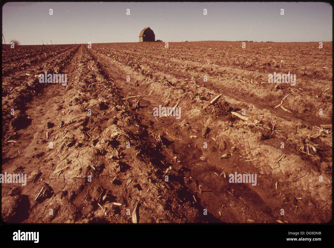 This photograph showcases a typical farm in the eastern Nebraskan ...