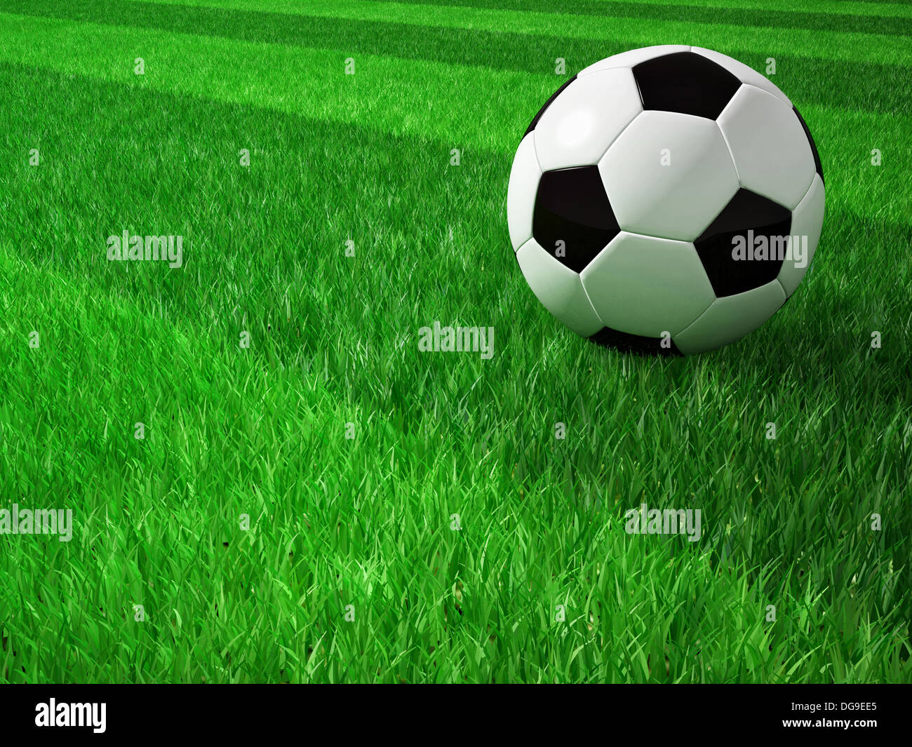 3d image of classic soccer field with ball Stock Photo - Alamy