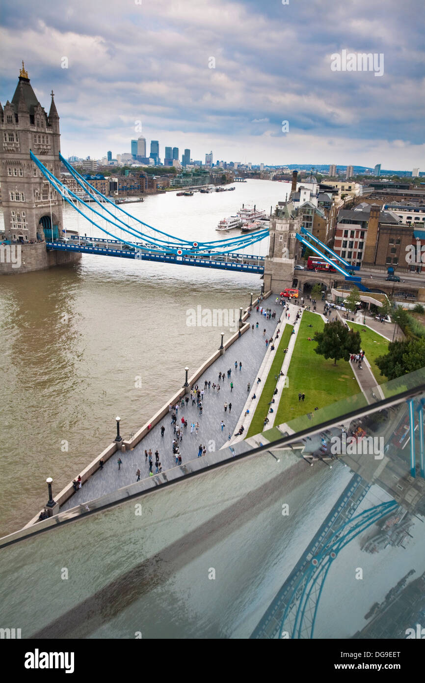 Tower Bridge and Thames River as seen from City Hall, London, England ...