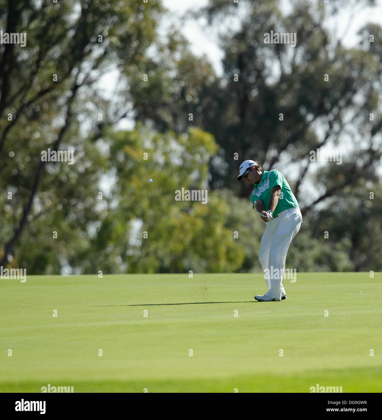 Perth, Australia. 17th Oct, 2013. Scott Laycock (AUS) plays an approach ...