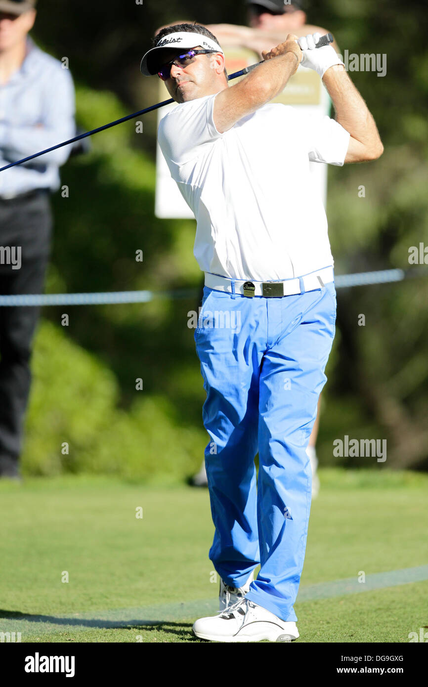 Perth, Australia. 17th Oct, 2013. Andre Stolz (AUS) drives from the 9th ...