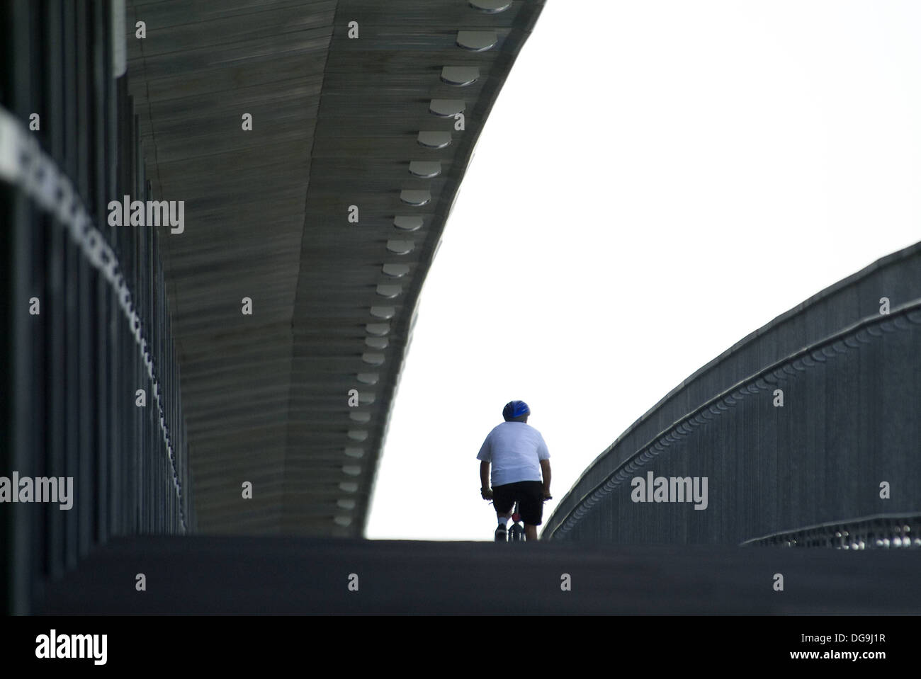 bicycle path on Canada Line bridge over the Fraser River, Vancouver, BC ...