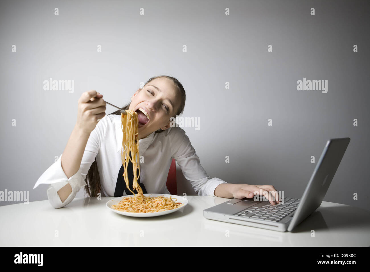 Woman noodle mouth hi-res stock photography and images - Alamy