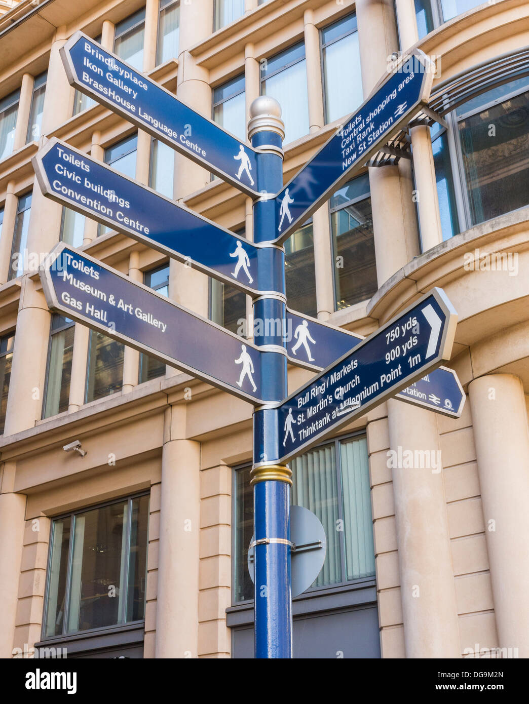 Signpost for pedestrians in Birmingham City Centre, Birmingham, Midlans ...