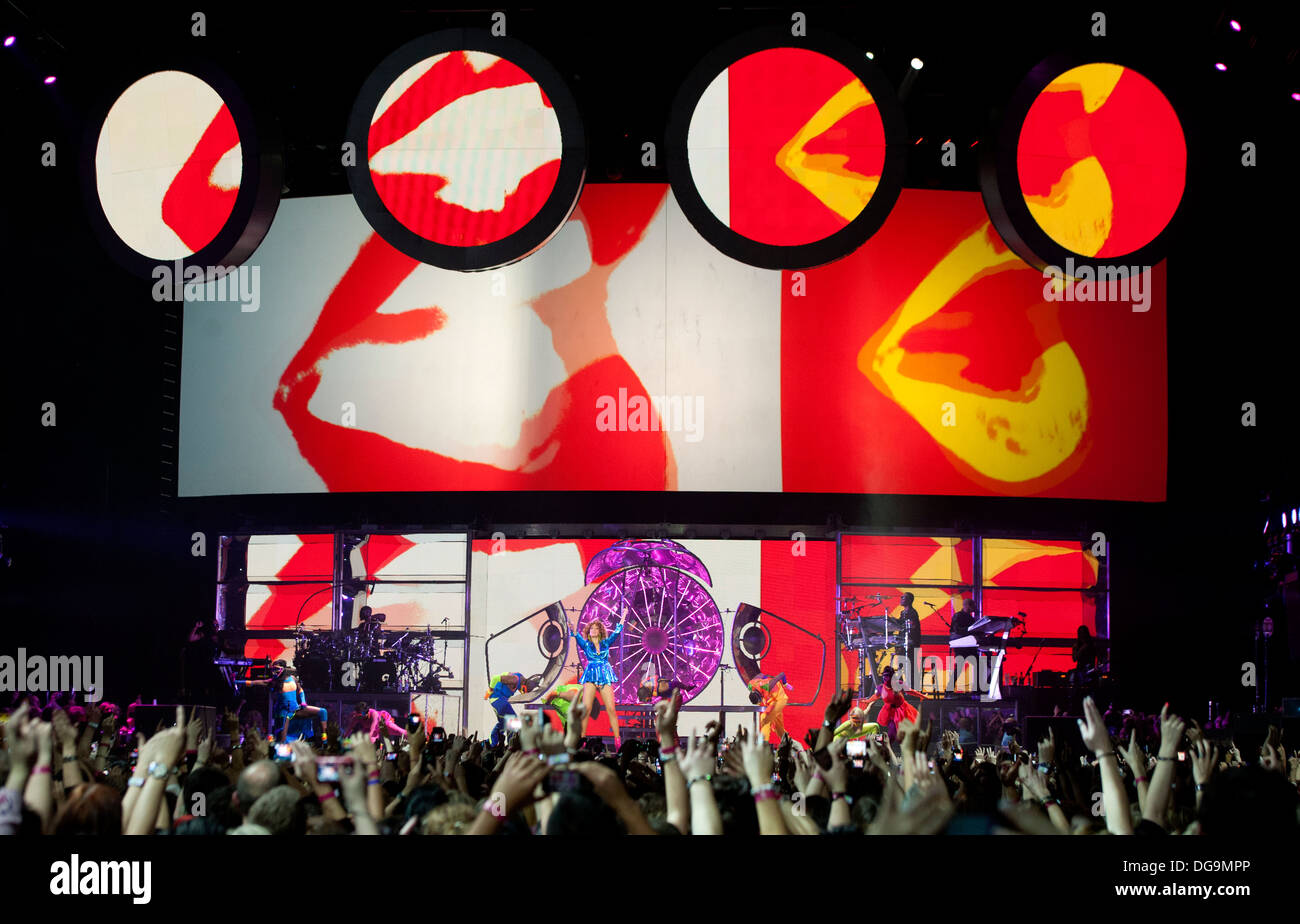 Rihanna performs at the O2 Arena in London as part of her 2011 European ...