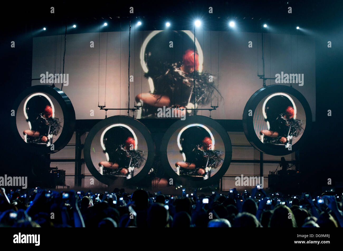 Rihanna performs at the O2 Arena in London as part of her 2011 European ...