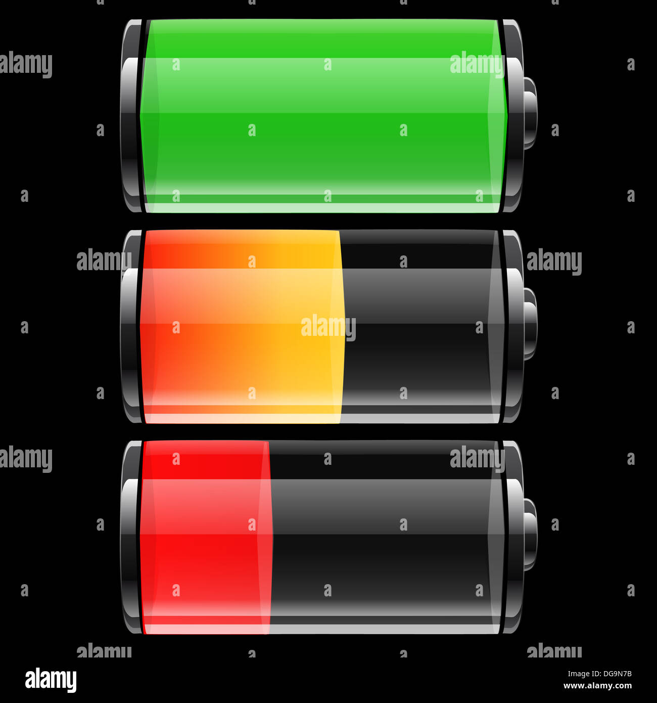 Battery set with color levels Stock Photo - Alamy