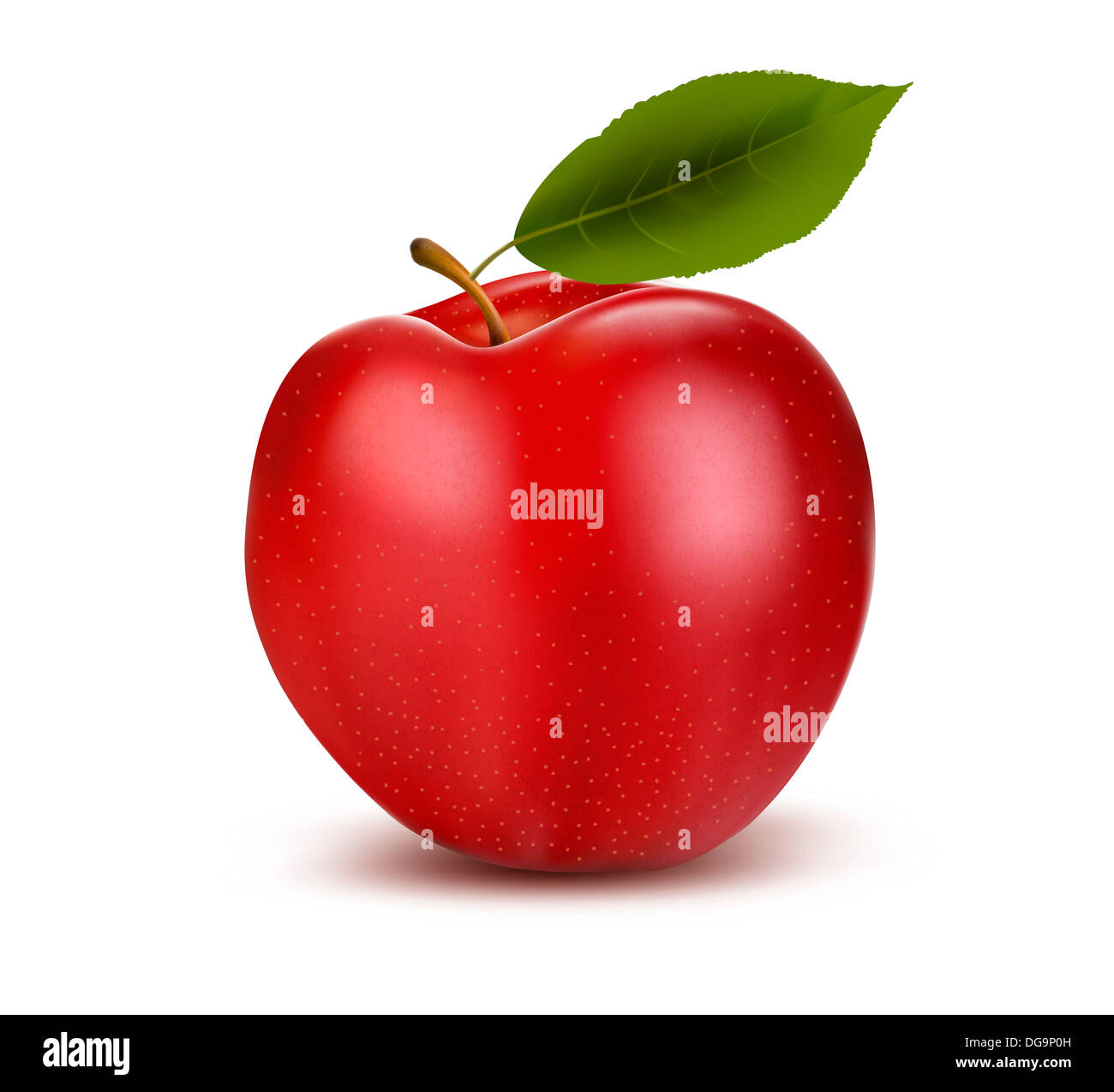 Set of red and green apple fruits with cut and green leaves. Vector illustration Stock Photo - Alamy