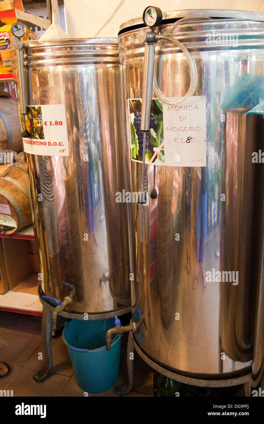 Sfusi Metal Wine Tanks in Supermarket in 'La Veiga' area of Cagliari ...