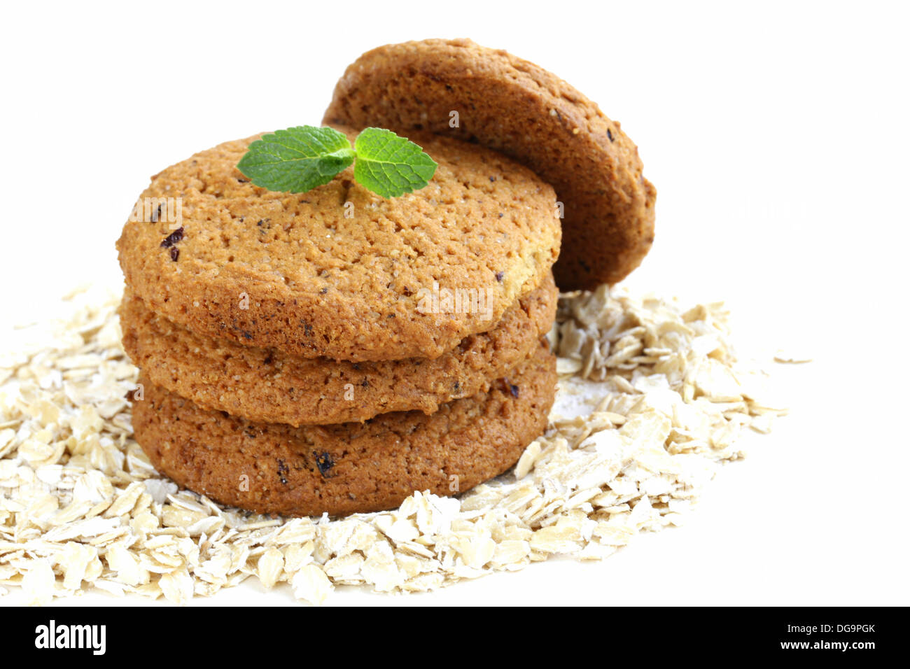 pile of round oatmeal cookies with dry oatmeal Stock Photo - Alamy