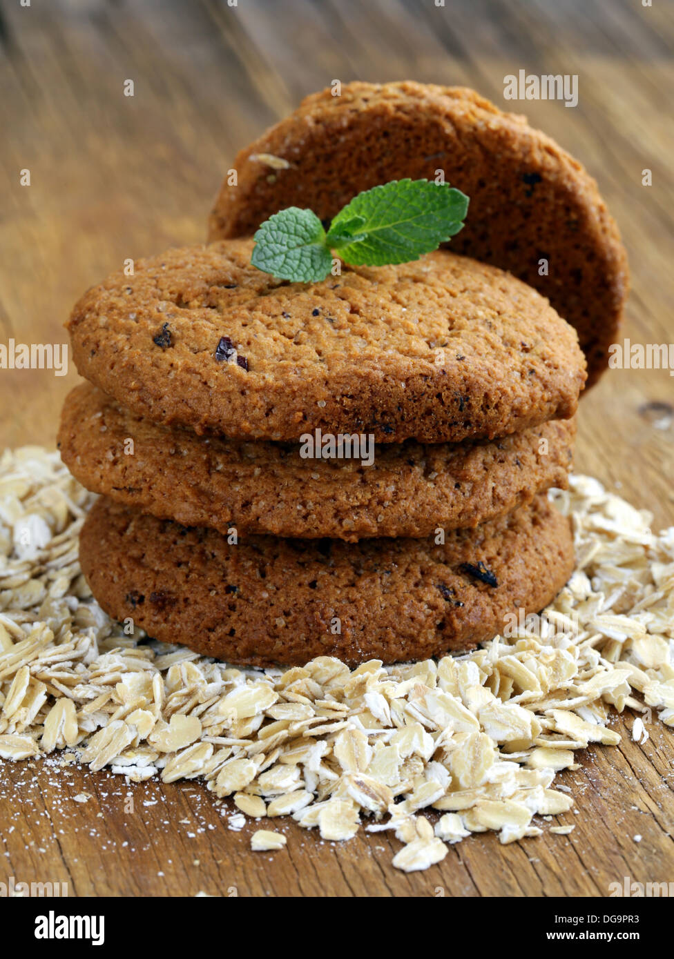 pile of round oatmeal cookies with dry oatmeal Stock Photo - Alamy