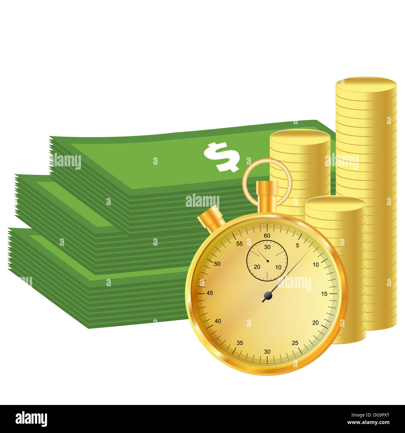 Money and stopwatch Stock Photo - Alamy