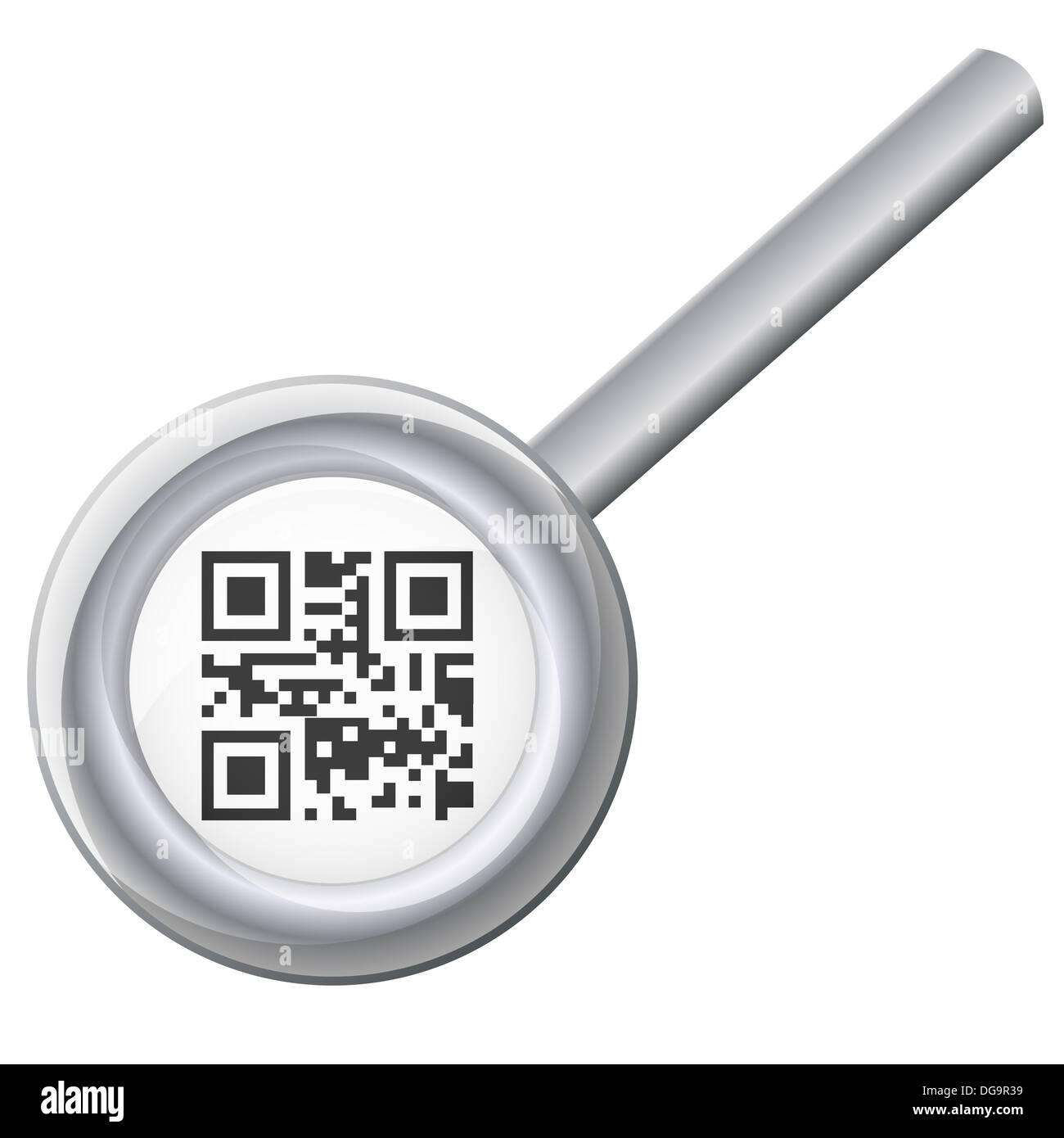 qr code under magnifying glass Stock Photo - Alamy