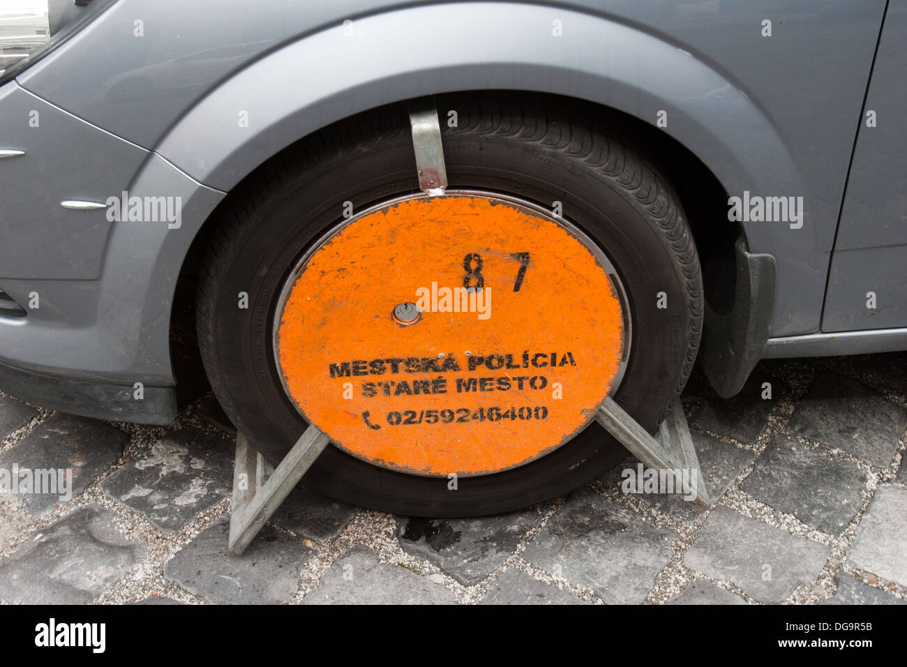 Car wheel boot, Bratislava, Slovakia Stock Photo - Alamy