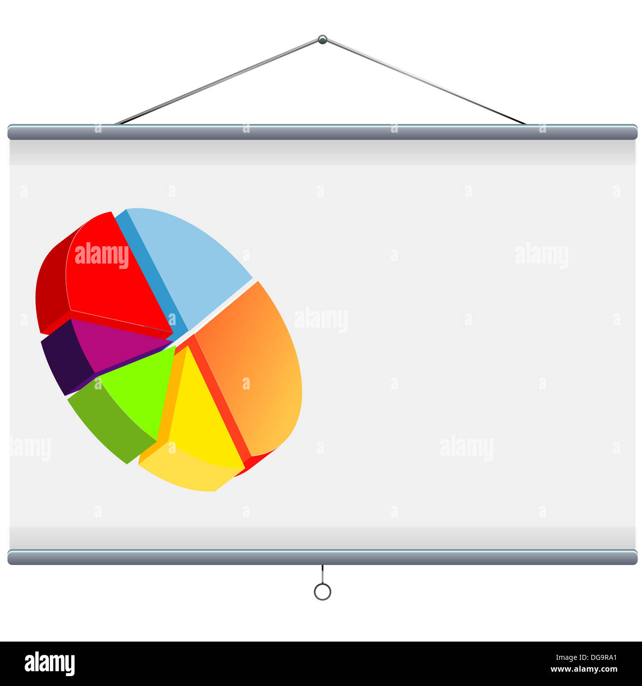 Projector screen with pie chart Stock Photo - Alamy