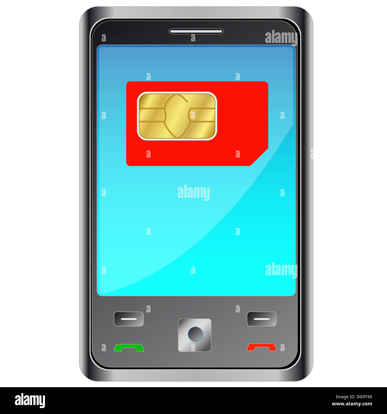 Mobile phone with red sim card Stock Photo - Alamy