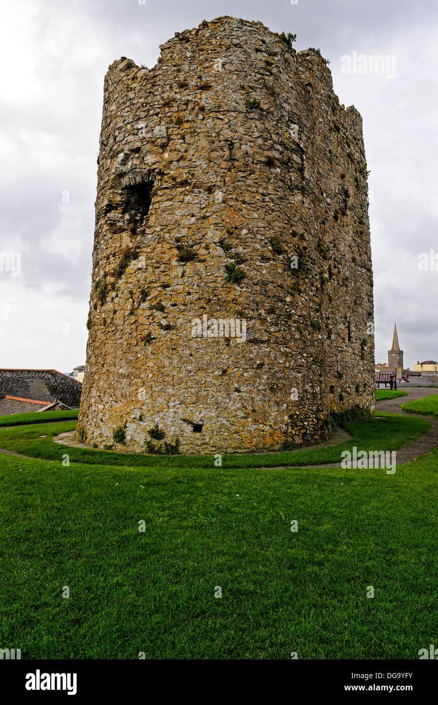 The ruins of the only surviving tower of Tenby Castle overlooking ...