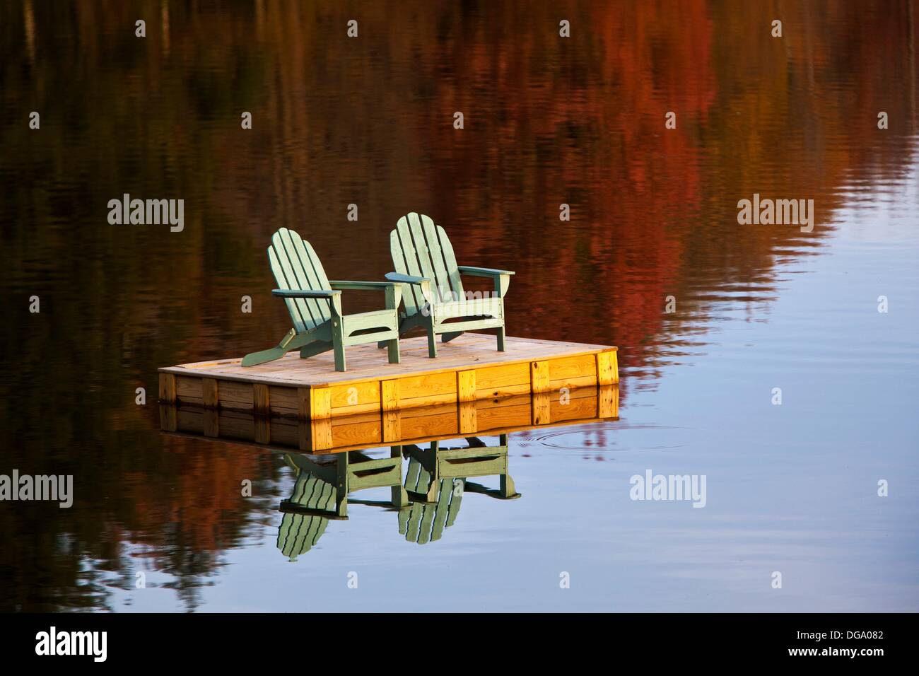 Two adirondack chairs on dock hi-res stock photography and images - Alamy