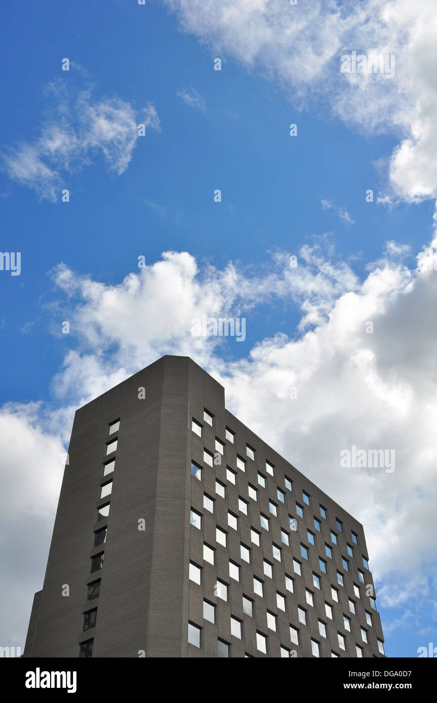 Dark grey high rise building and sky with copy space Stock Photo - Alamy