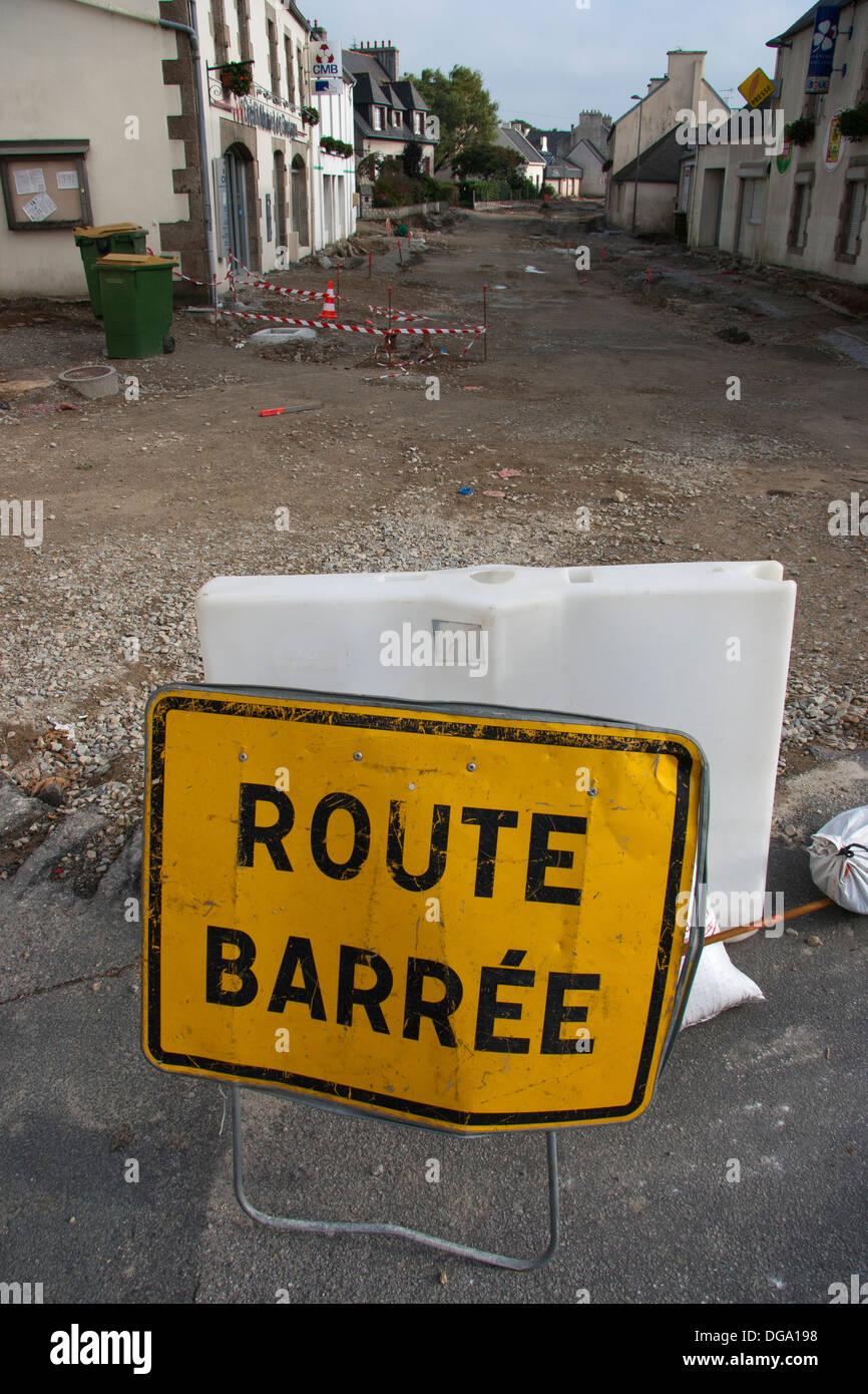 Road signs, street work Stock Photo - Alamy