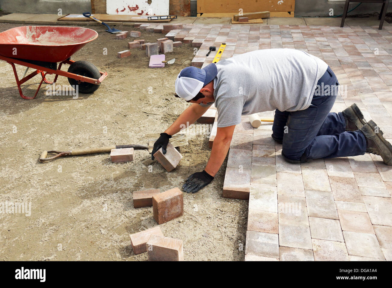 Brick laying young person hi-res stock photography and images - Alamy