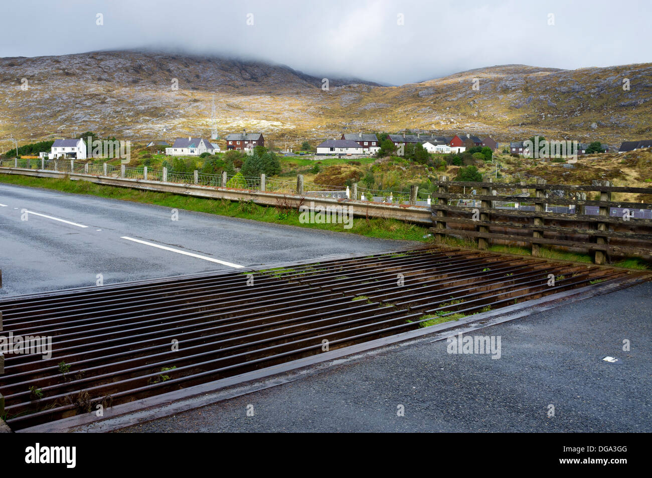A view of Tarbert from above on the A859 Leverburgh Road Isle of Harris ...