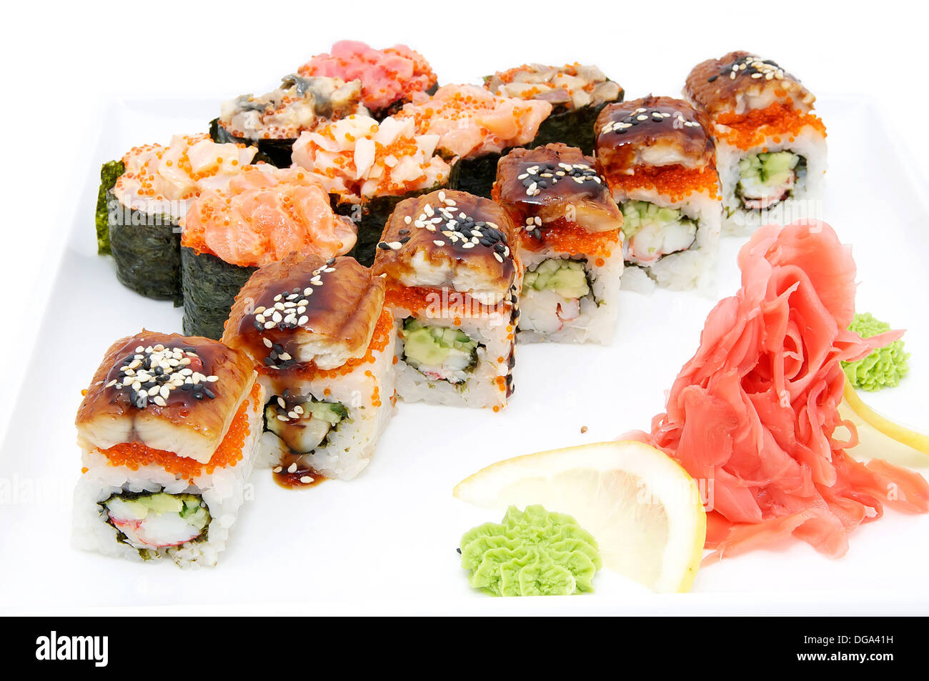 delicious seafood sushi at a Japanese restaurant Stock Photo - Alamy