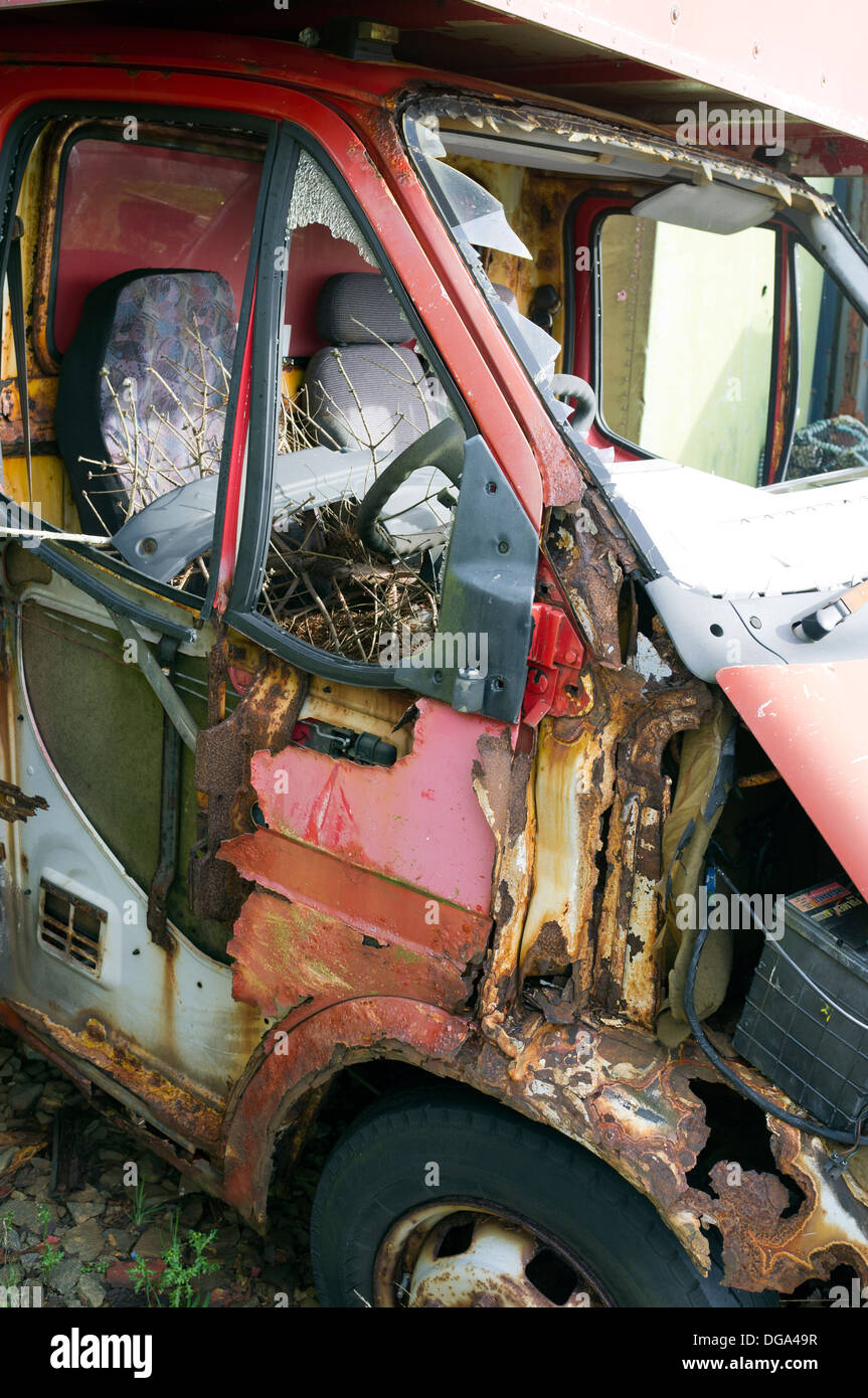 Van wreck at Leverburgh Isle of Harris Western Isles Stock Photo - Alamy