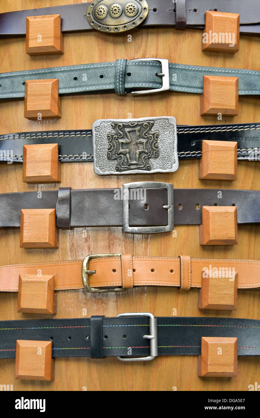Collection of belts with metal buckles Stock Photo - Alamy