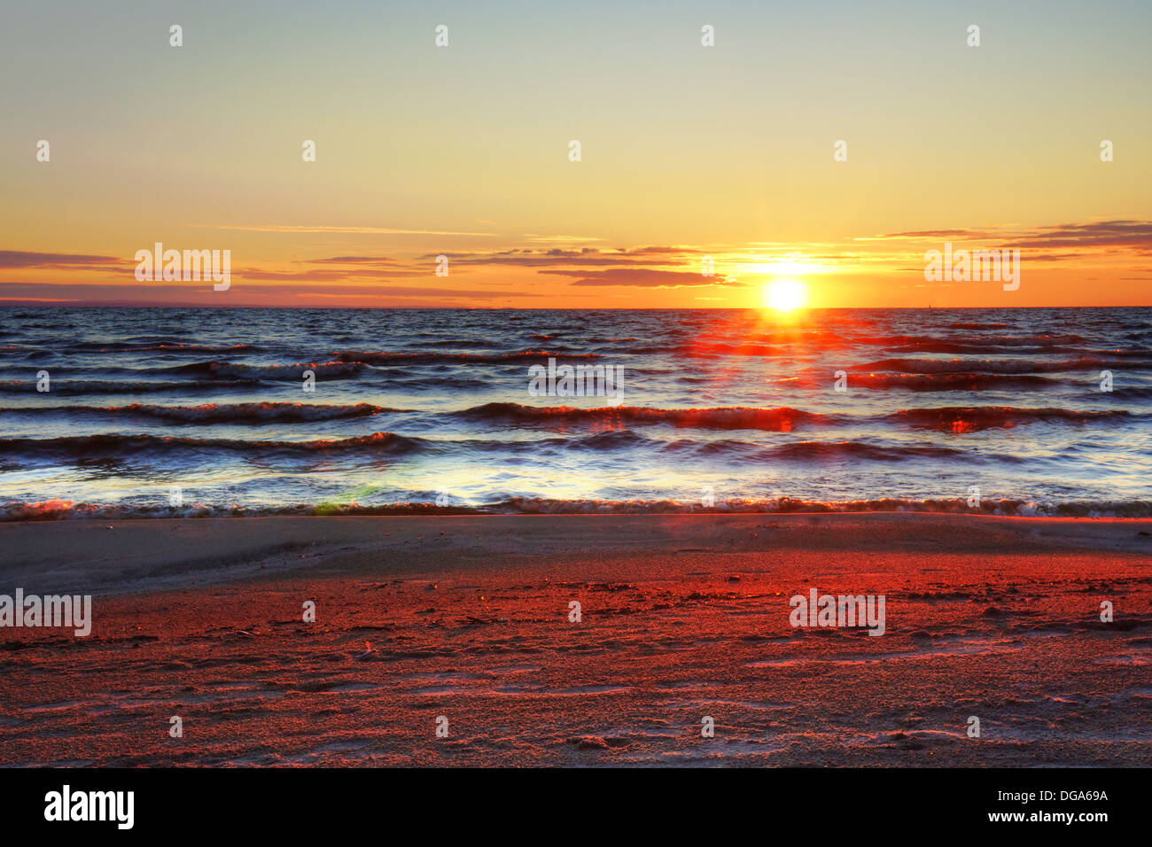 HDR landscape : beautiful sunset at the beach Stock Photo - Alamy