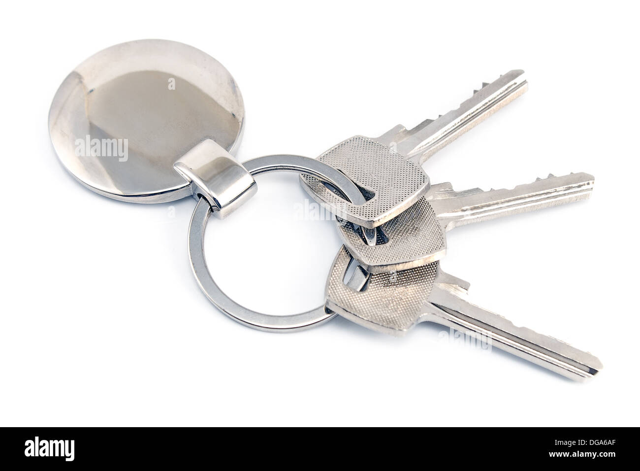 Keys with metal tag isolated on white Stock Photo - Alamy