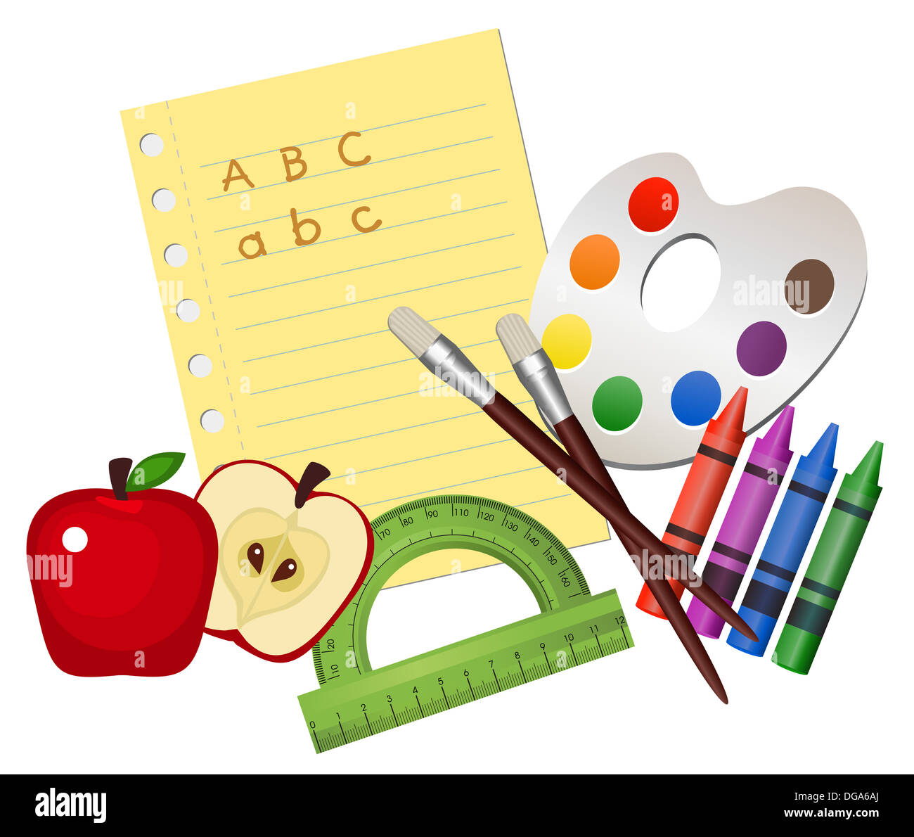 School supplies vector clip art Cut Out Stock Images & Pictures - Alamy