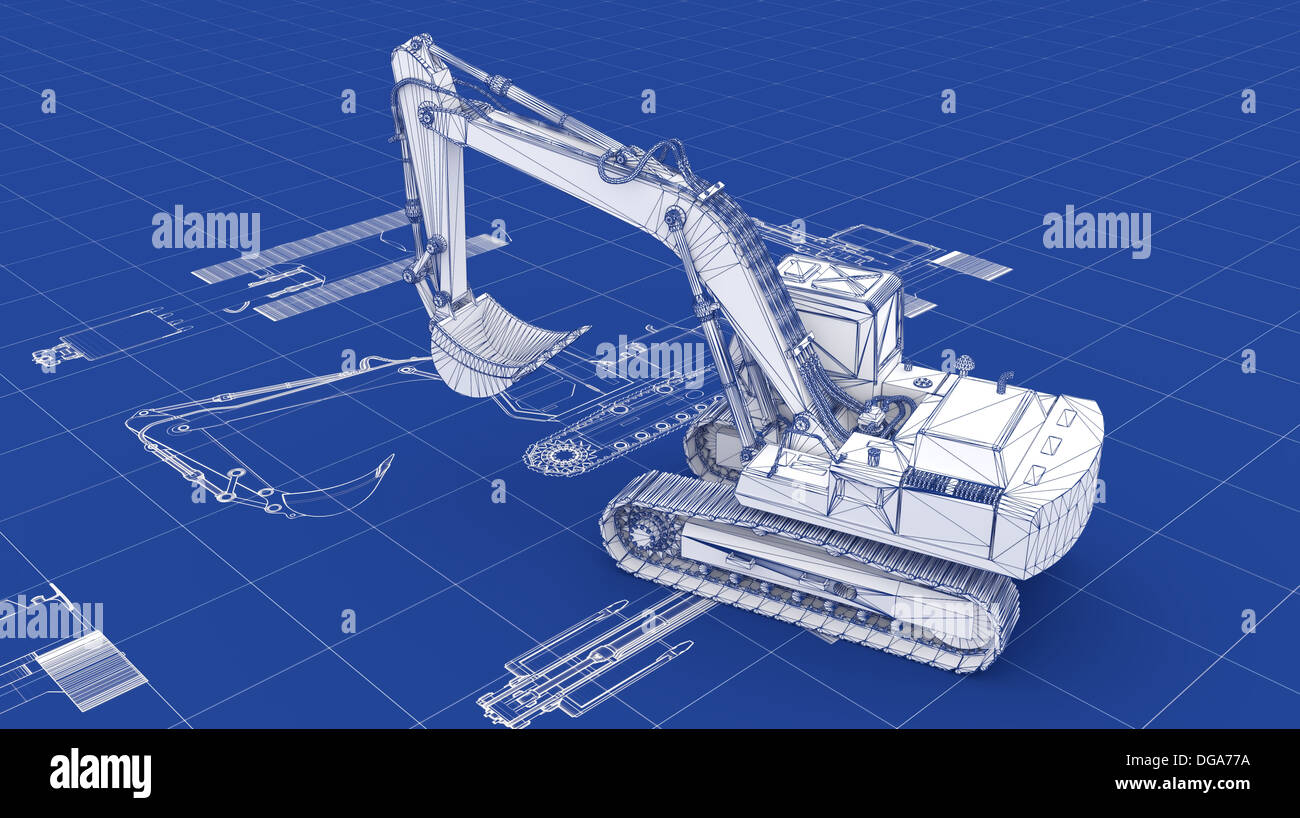 Excavator Blueprint. Part of a series Stock Photo - Alamy