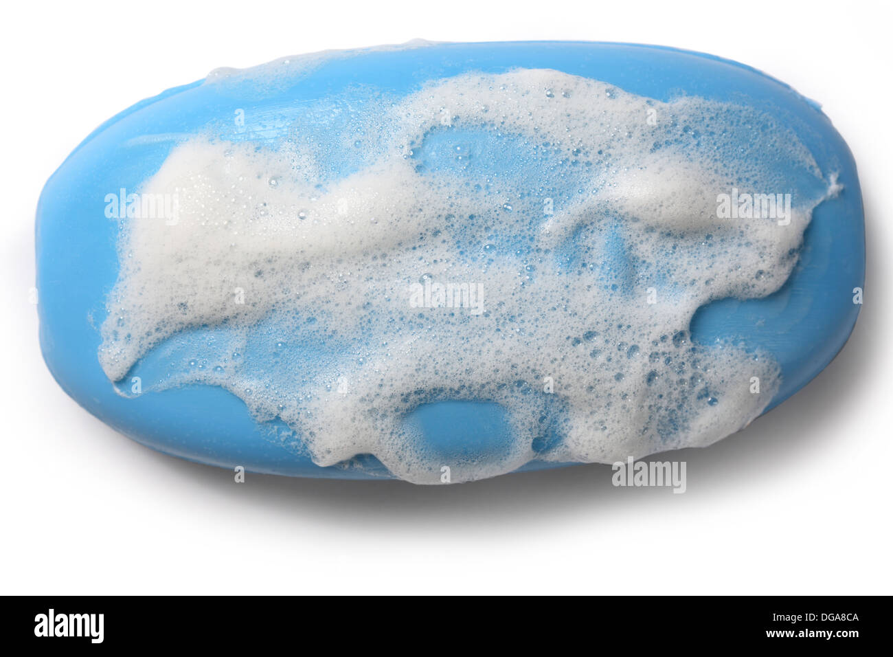 Blue soap with white suds Stock Photo - Alamy
